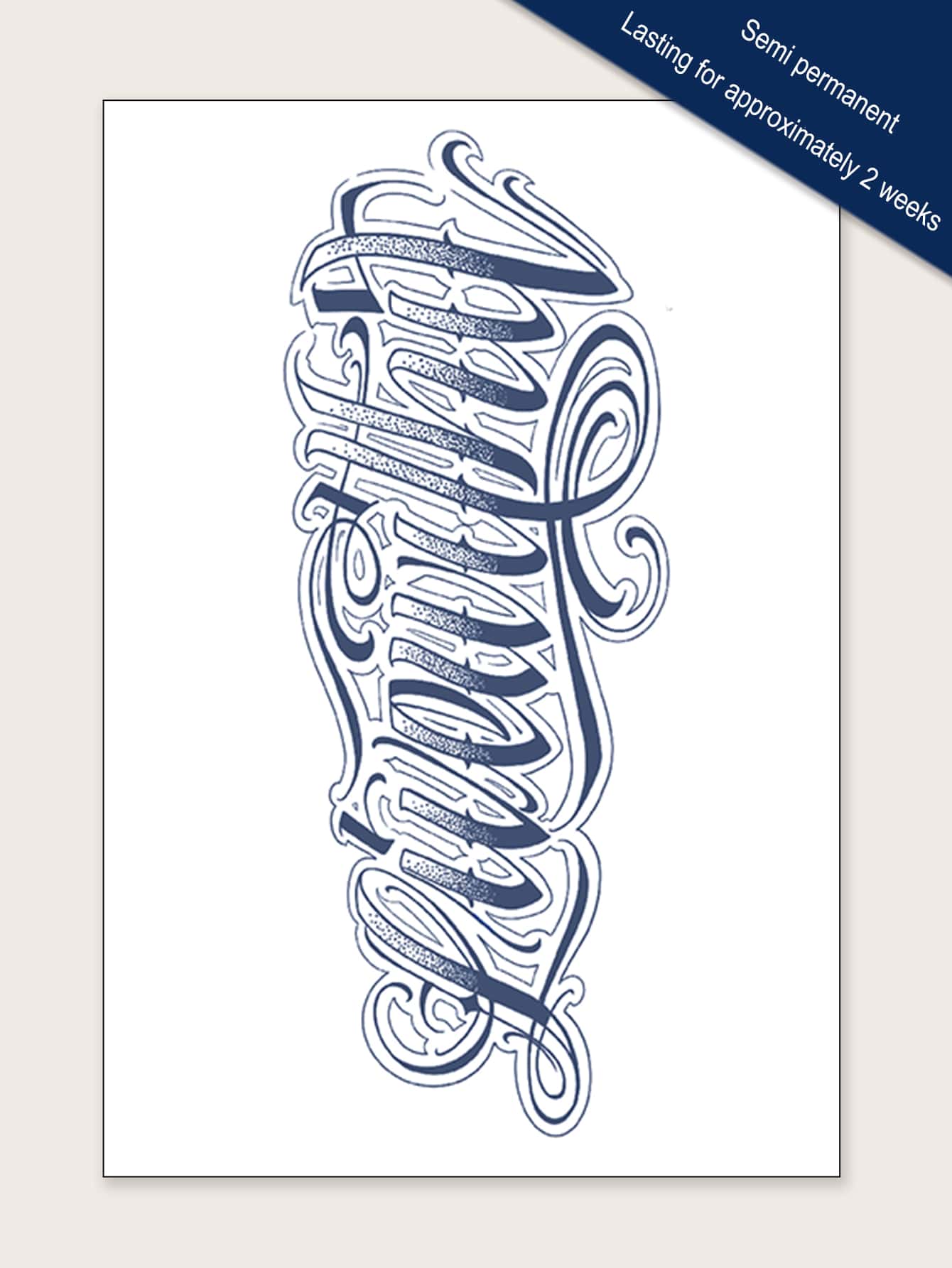 1pc Blue Abstract Word Pattern Big Flower Arm Body Tattoo Sticker, Non ...