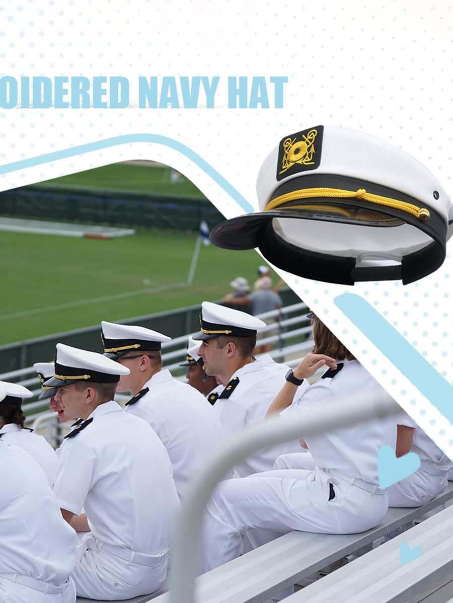 Adult Yacht Boat Ship Sailor Captain Costume Hat Cap Navy Marine ...