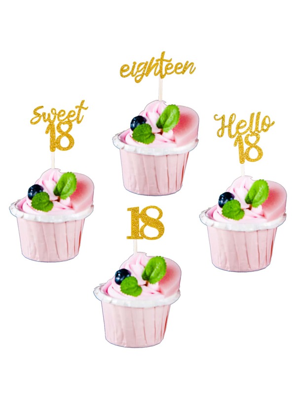 12pcs 18th Birthday Cupcake Toppers Sweet 18 Cake Toppers Hello 18 ...