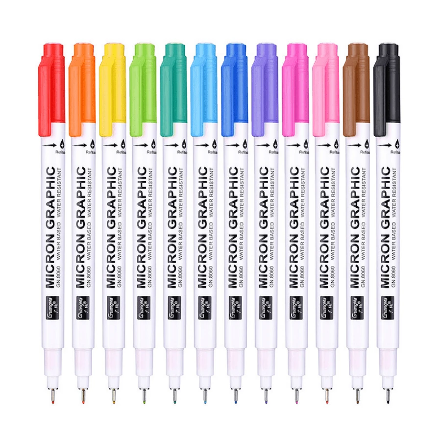12pcs/set 0.5mm Fluorescent Needle Tube Pen With 12 Colors, Suitable ...