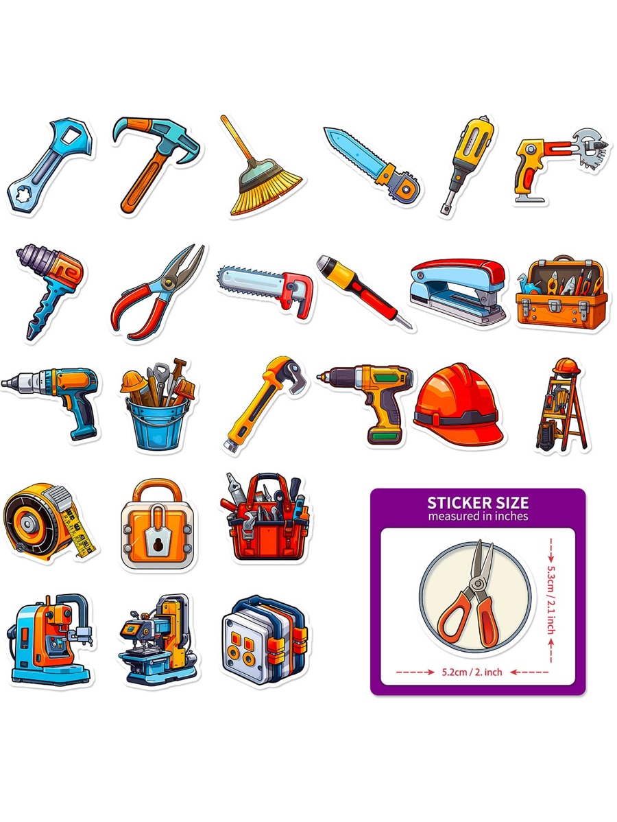 50pcs Mechanic Stickers For Adults Toolbox, Cool Hard Hat Stickers For ...
