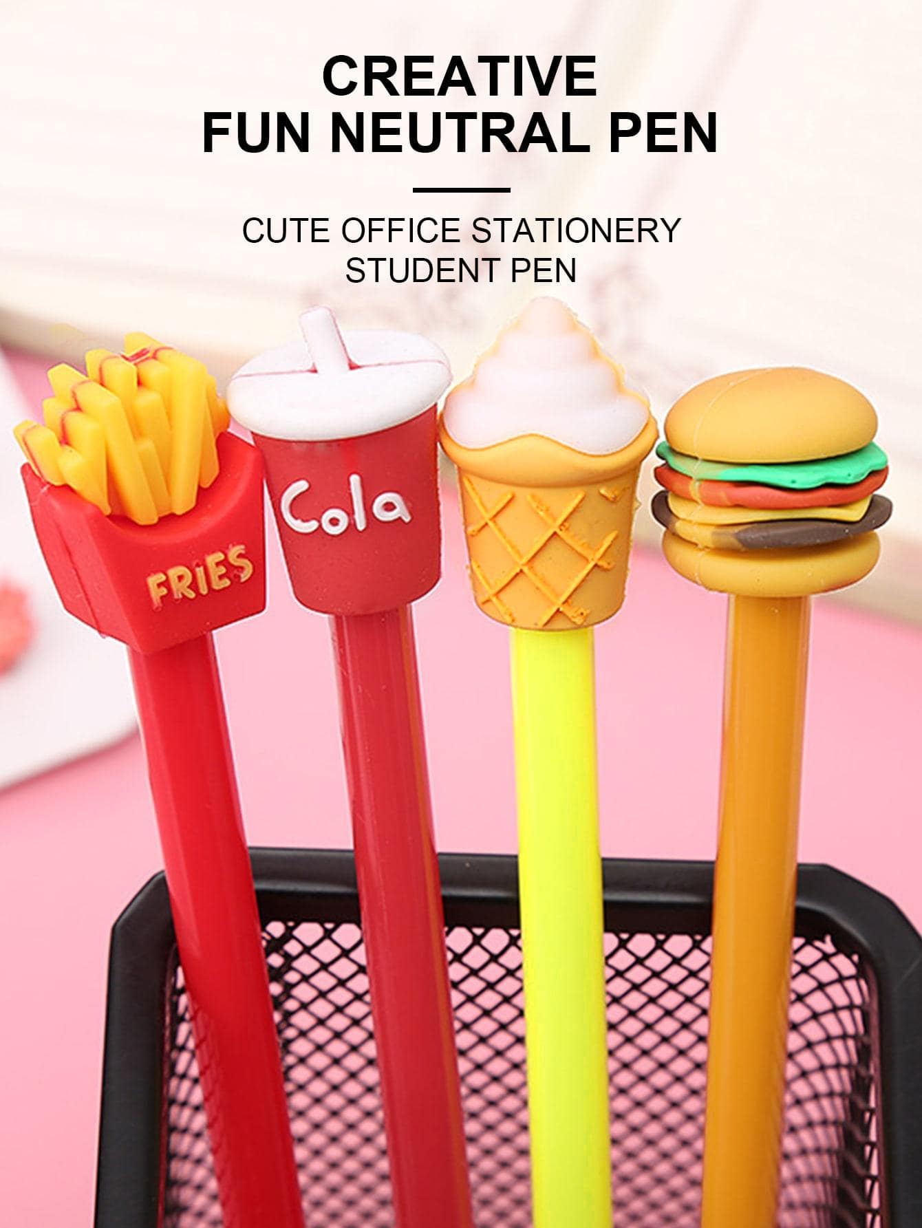 4pcs/12pcs Creative French Fries, Cola, Hamburger, Ice Cream Neutral ...
