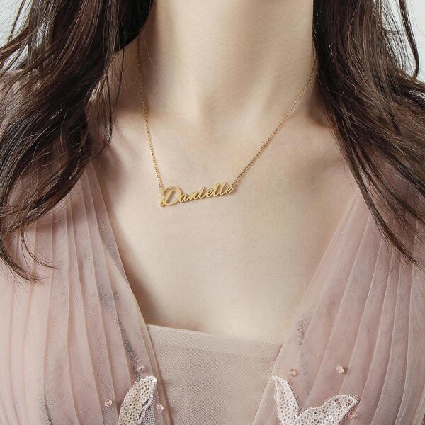 Minimalist Personalized Stainless Steel Cutout Letter Danielle Name ...