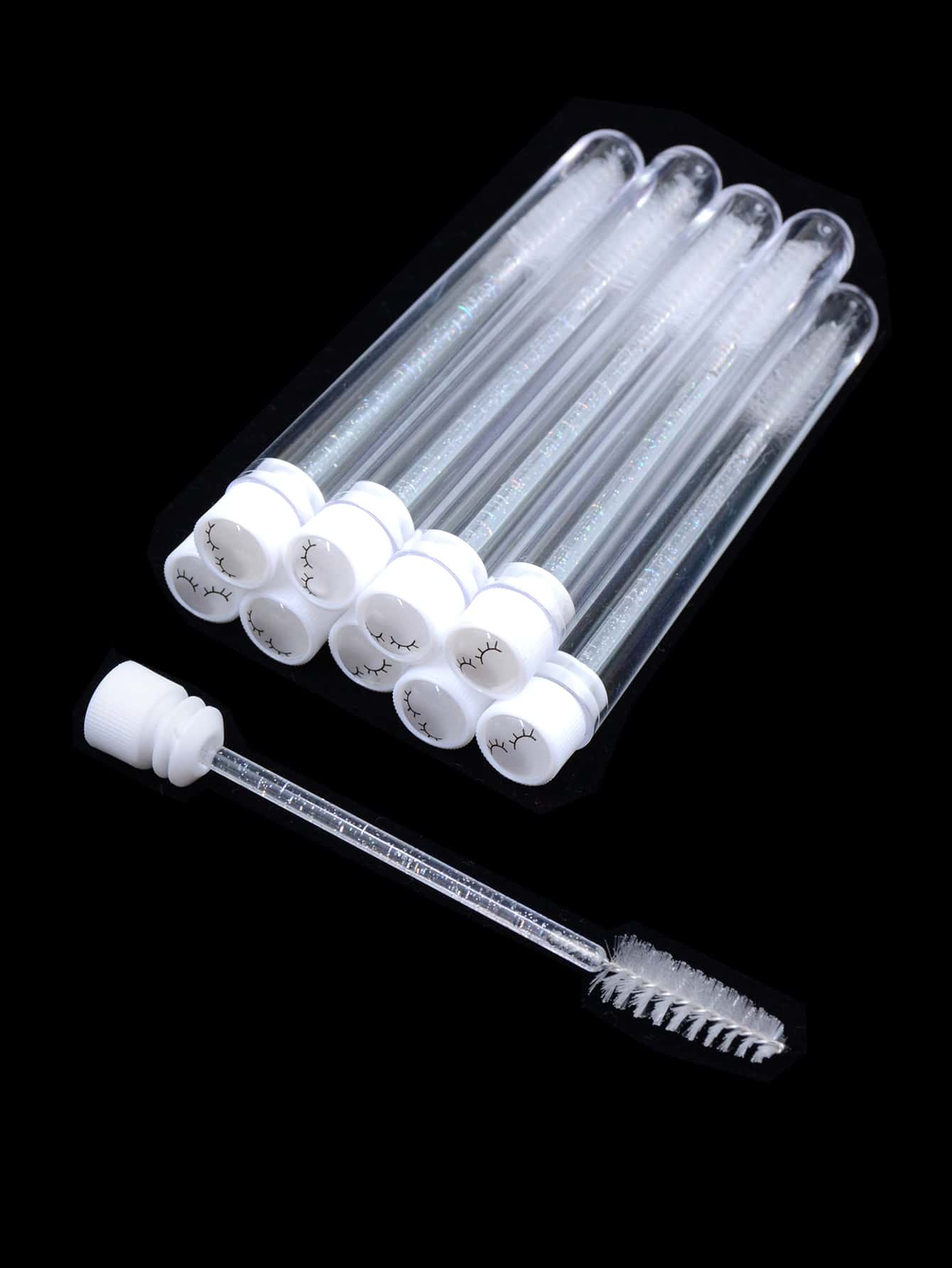 10Pcs White Eyelash Brushes In Clear Tube Containers Dispoable Eye Lash ...