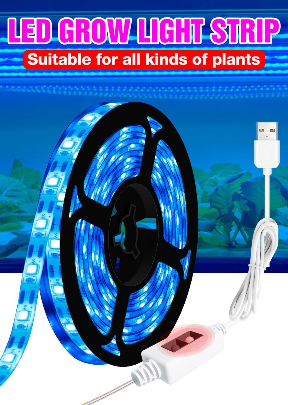 Led Plant Growth Light With Usb 5v Hand-scan Sensor Switch Full ...