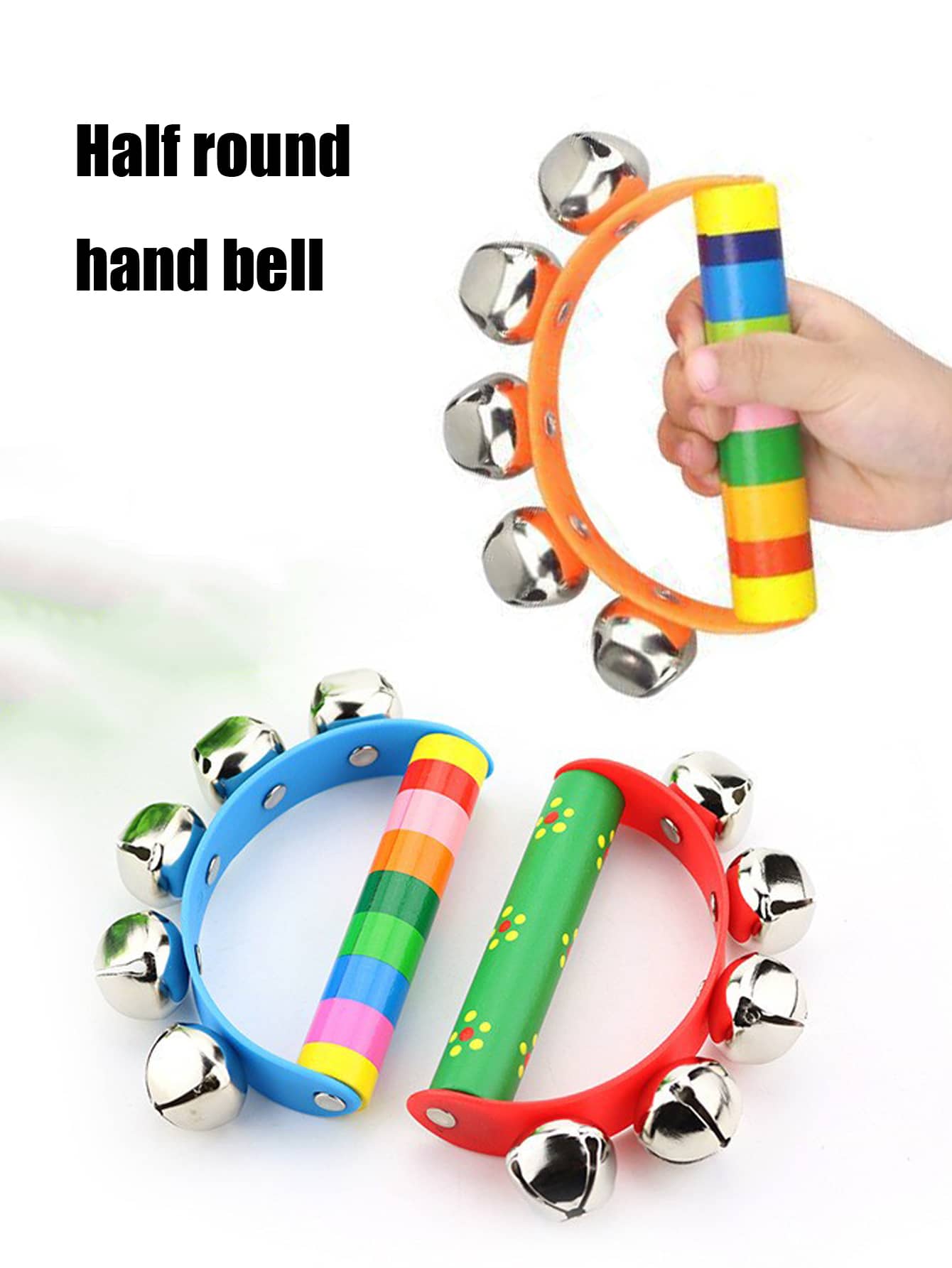 1 piece of random wood leather five bells half round handbell Of music ...