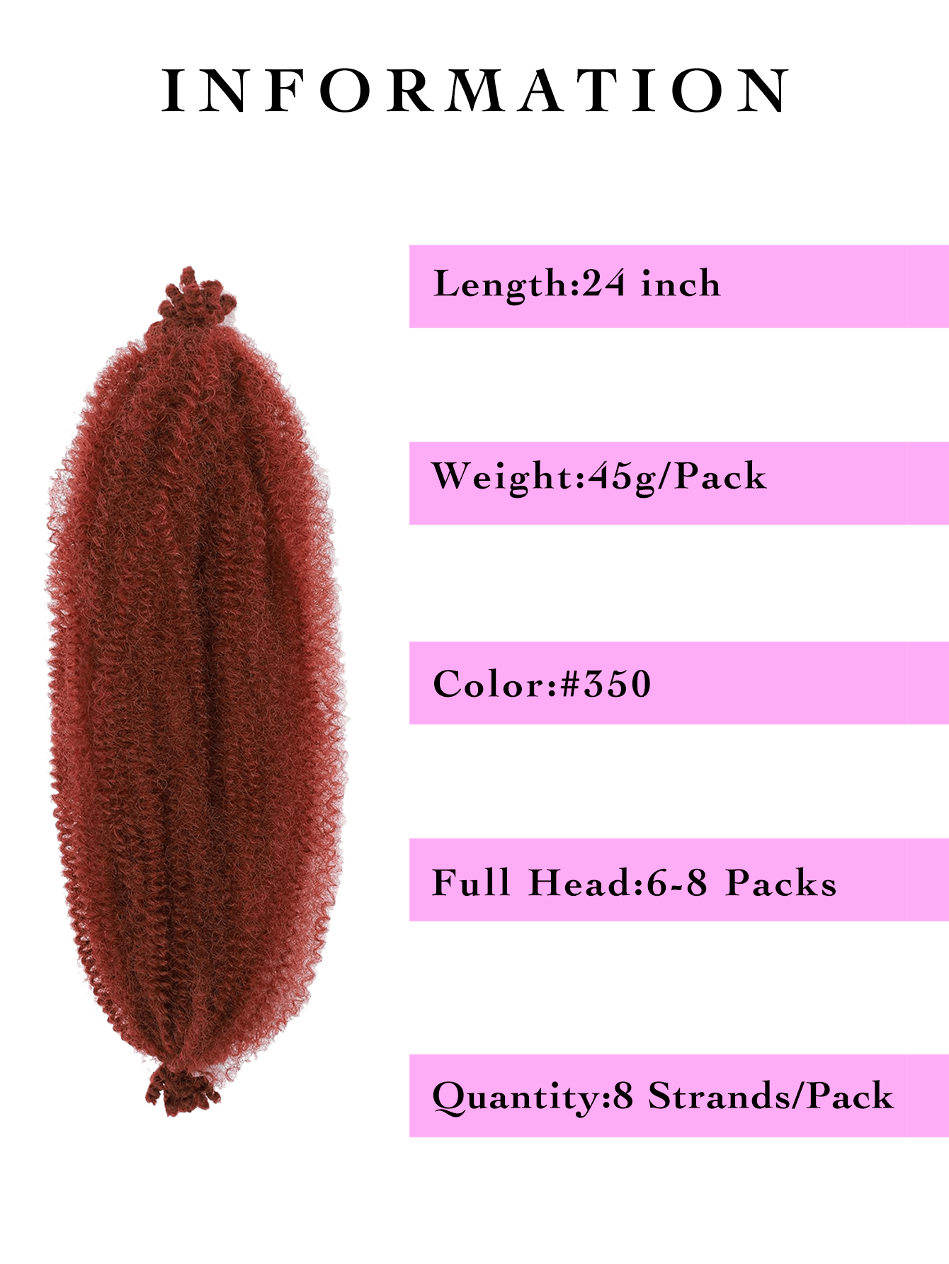 24inch/1pc Bohemian Orange Synthetic Butterfly Twist Crochet Braids ...