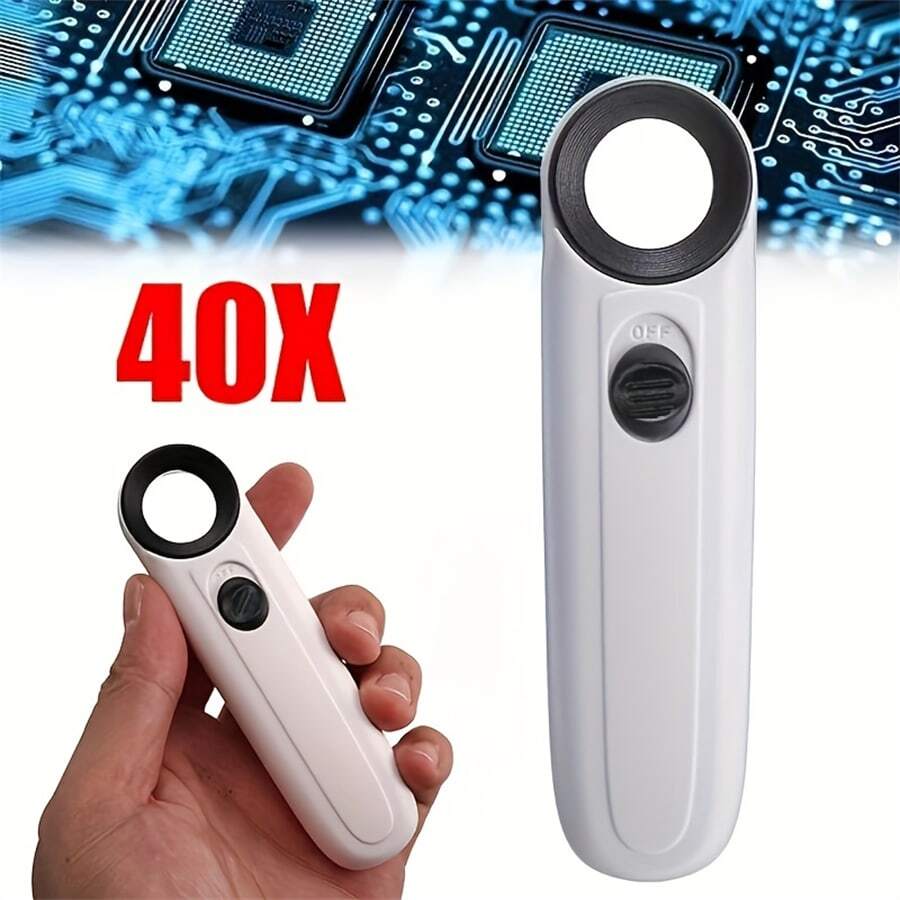 40X Handheld Magnifier, Portable Magnifying Glass With 2 LED Lights For ...