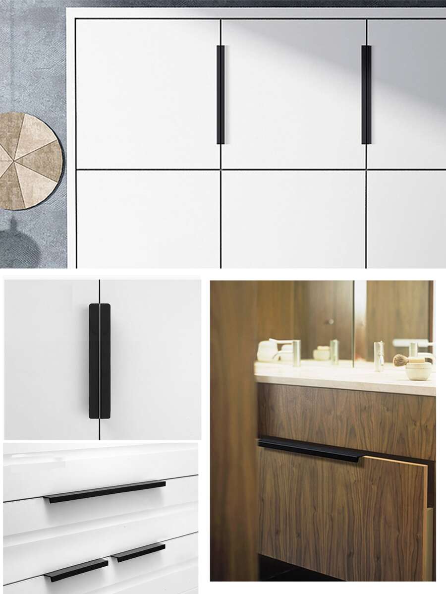 2Pcs Hidden Furniture Handles Matte Black Kitchen Cabinet Pull , High ...