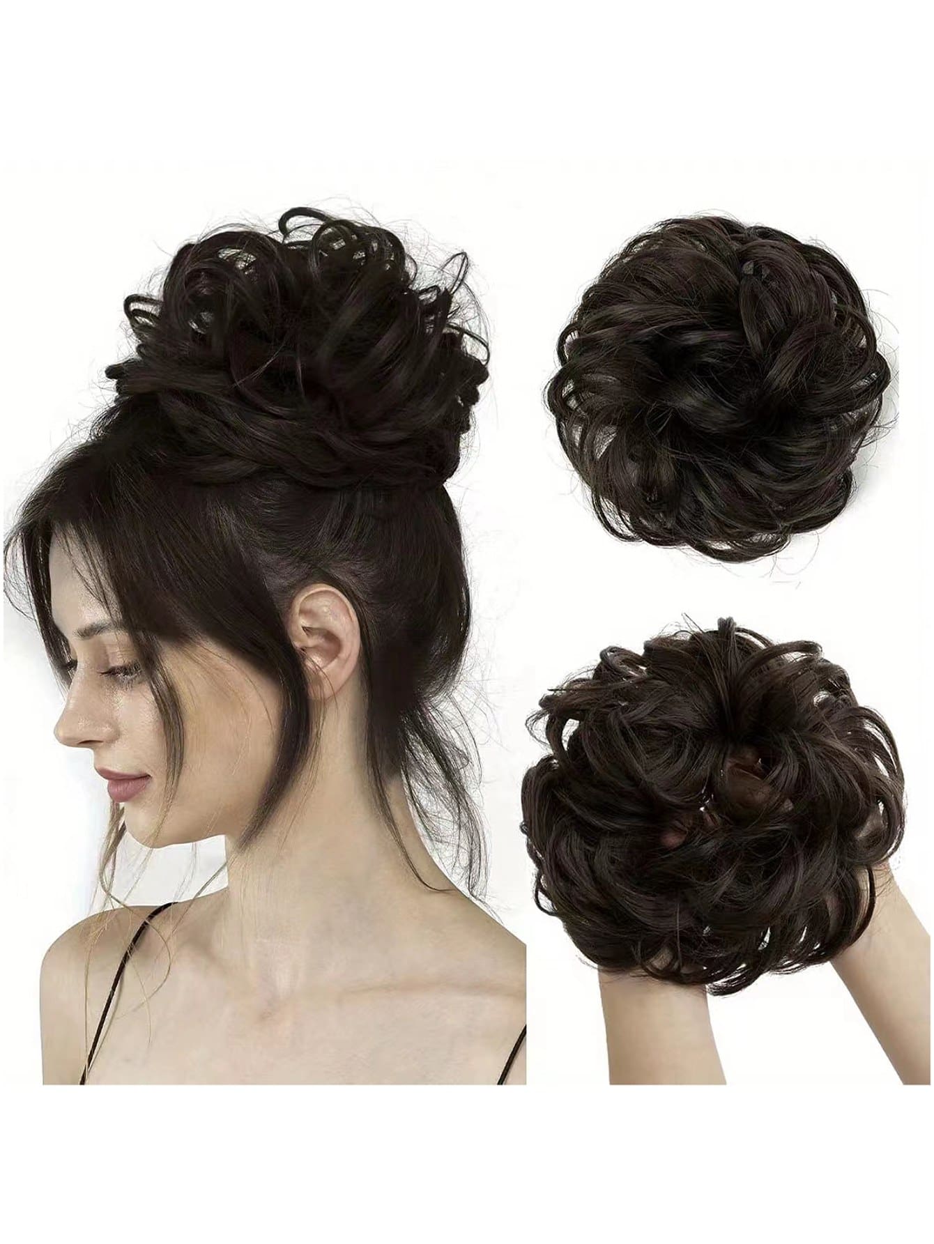 1pc Rusty Brown Color Hair Bun Extension For Women With Short Hair To ...