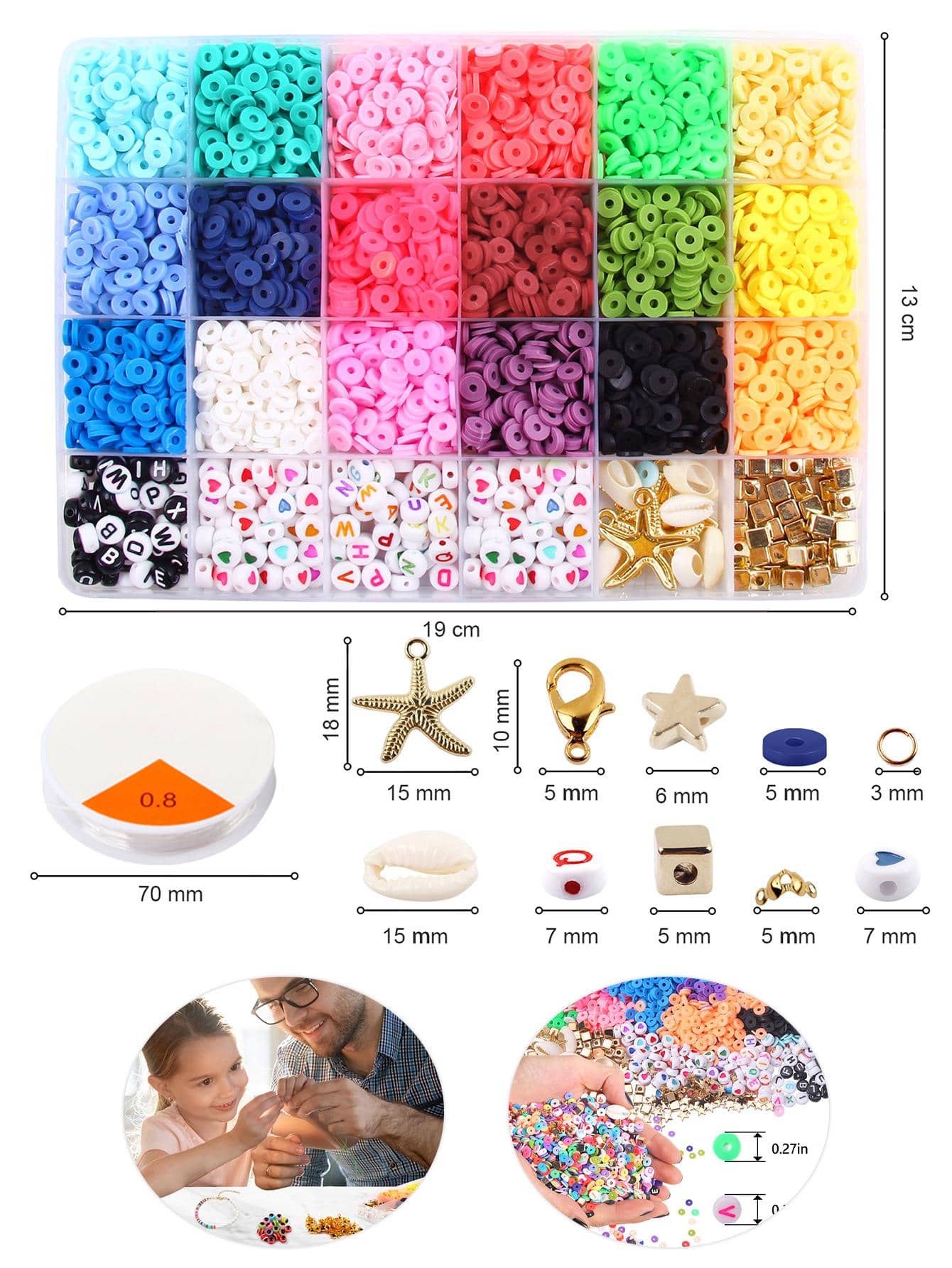 24 Grids Soft Pottery Alphabet Beads Children's Diy Beads Set For ...