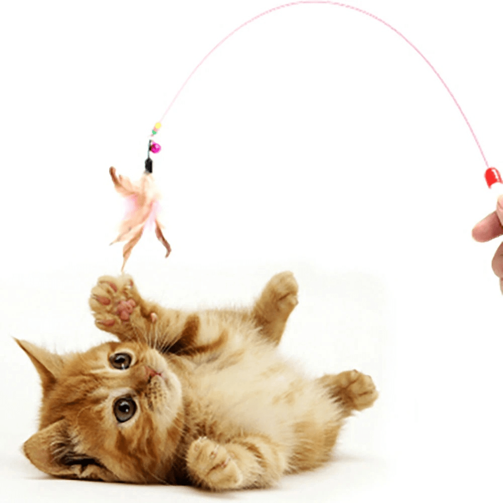 1pc Metal Artificial Feather Bell Wire Cats Stick for Cat Toy Pet Toys ...