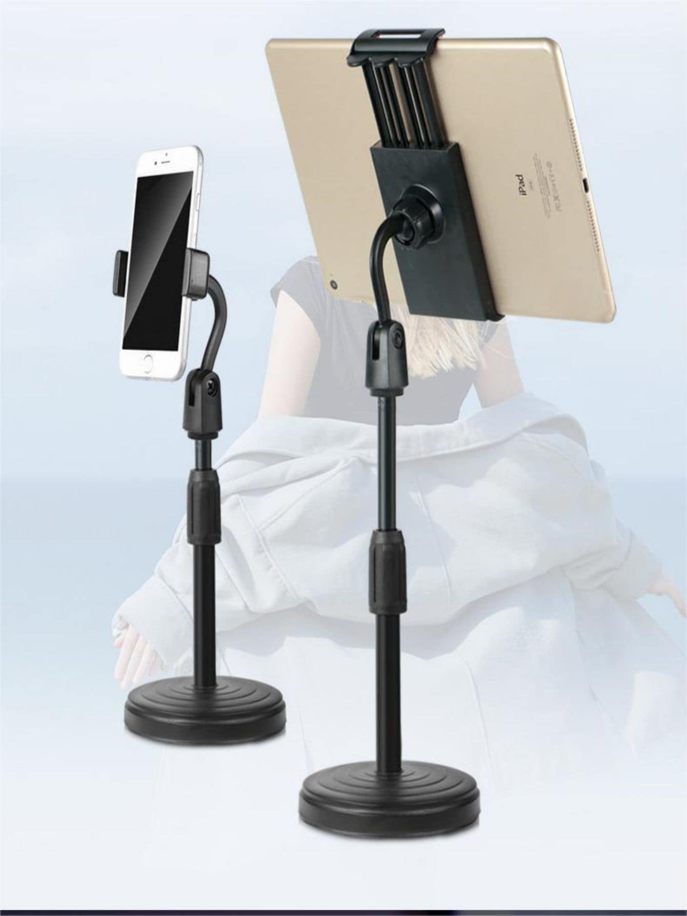 Desktop Metal Stand With Adjustable Circular Disc For Mobile Phone ...
