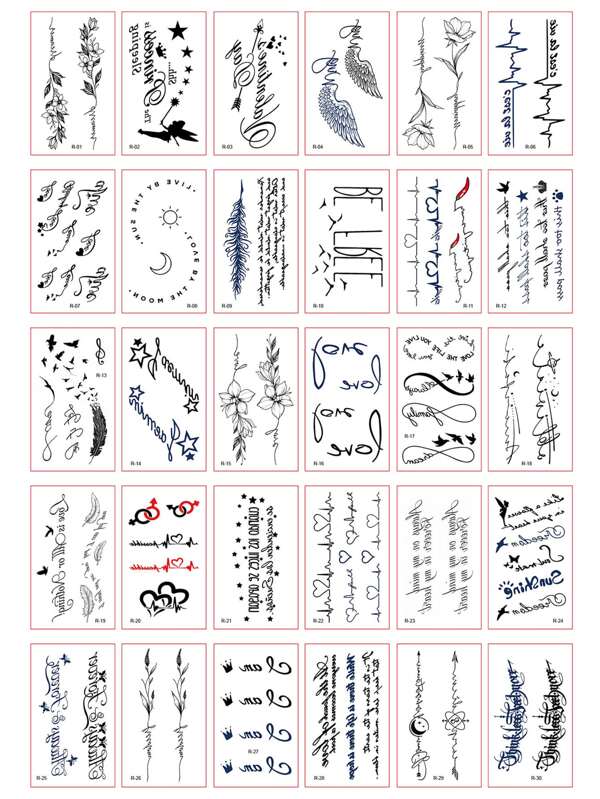 30pcs English Word And Sentence Temporary Tattoo, Body Arm Wrist Ankle ...