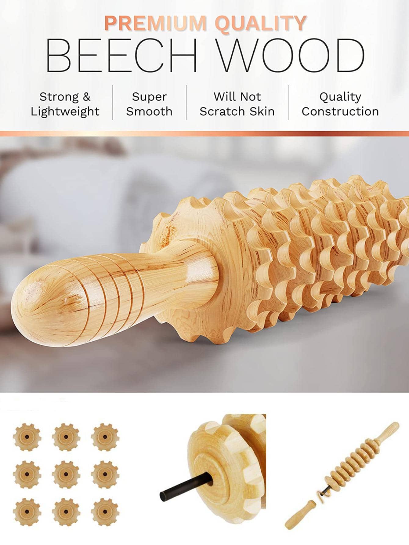 1pc Wood Therapy Massage Tools, Wooden Massage & Muscle Roller Stick ...