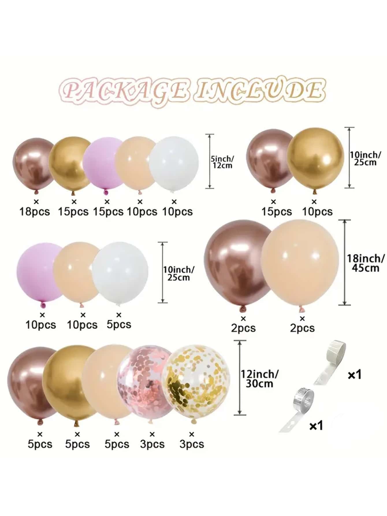 145pcs Pink & Rose Gold Balloon Garland Kit: Perfect For Weddings ...