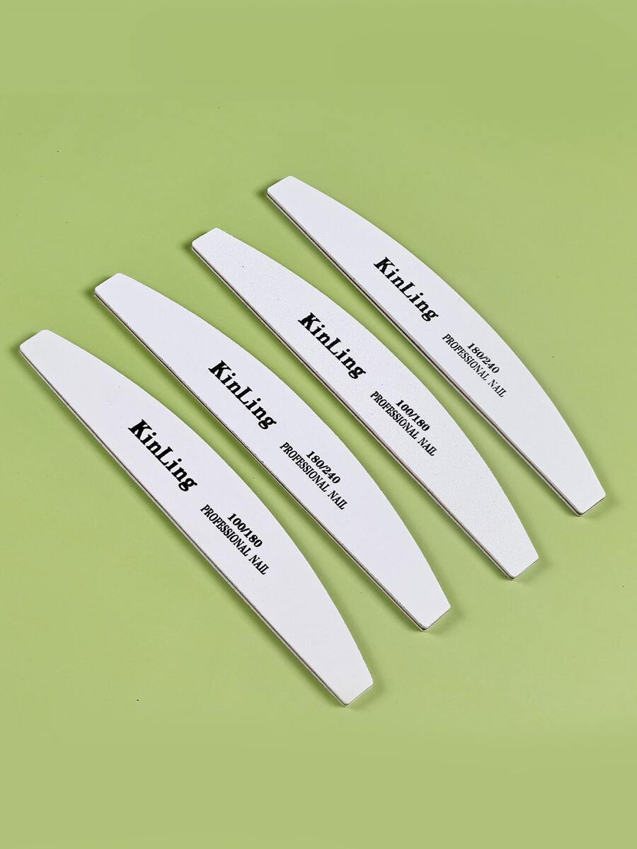 6pcs/set Half Moon Shape Nail File With Printed Pure White Sandpaper ...