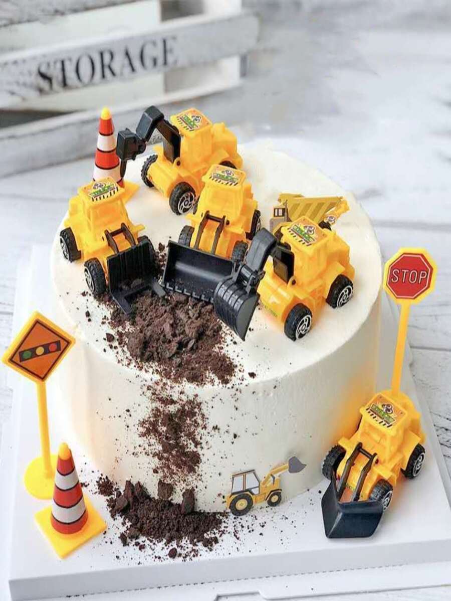 1set Construction Vehicle Cake Toppers With Excavator, Shovel ...