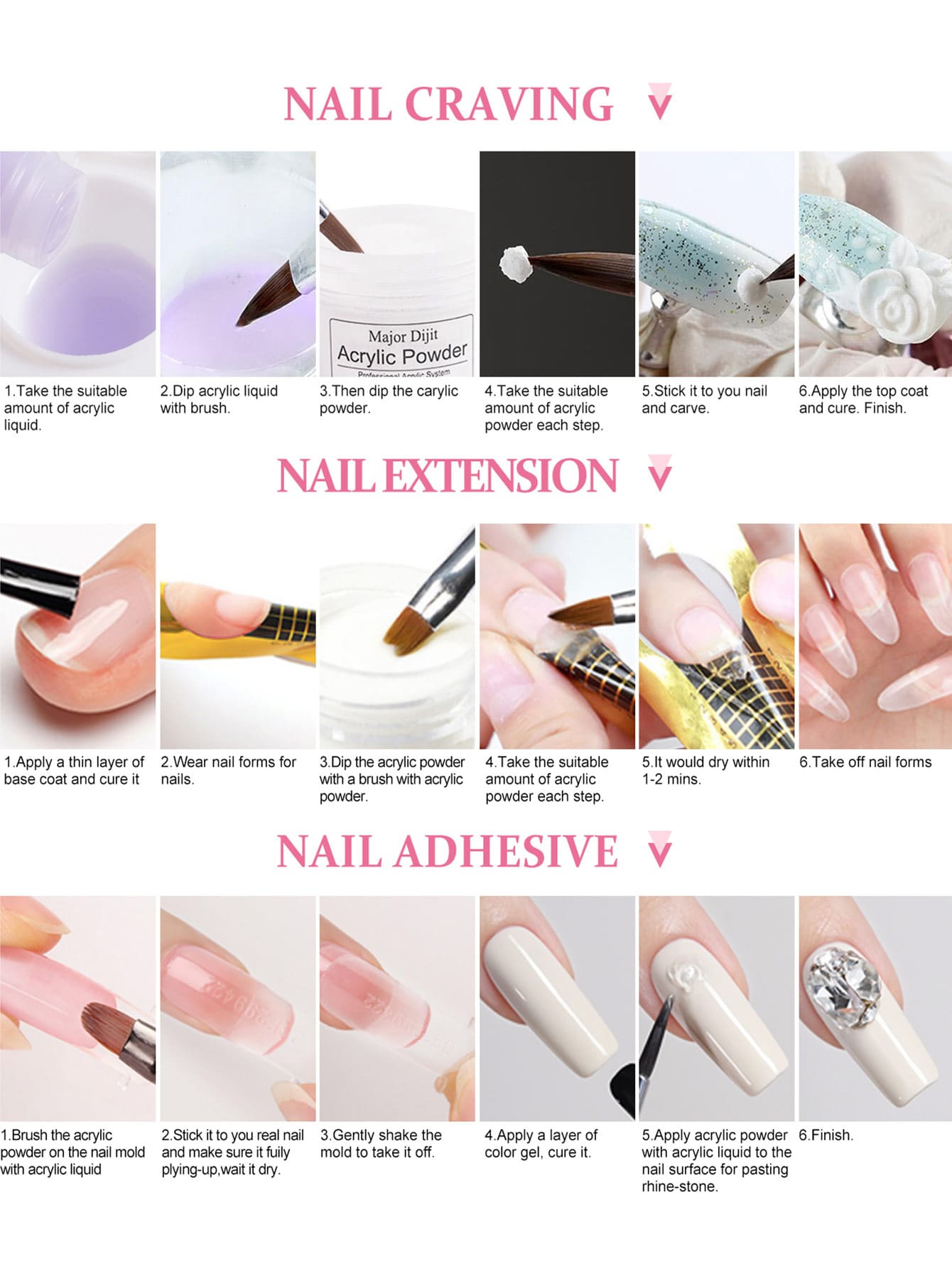 94pcs Manicure Set 6-Color Crystal Powder Nail Art Grinding Machine ...