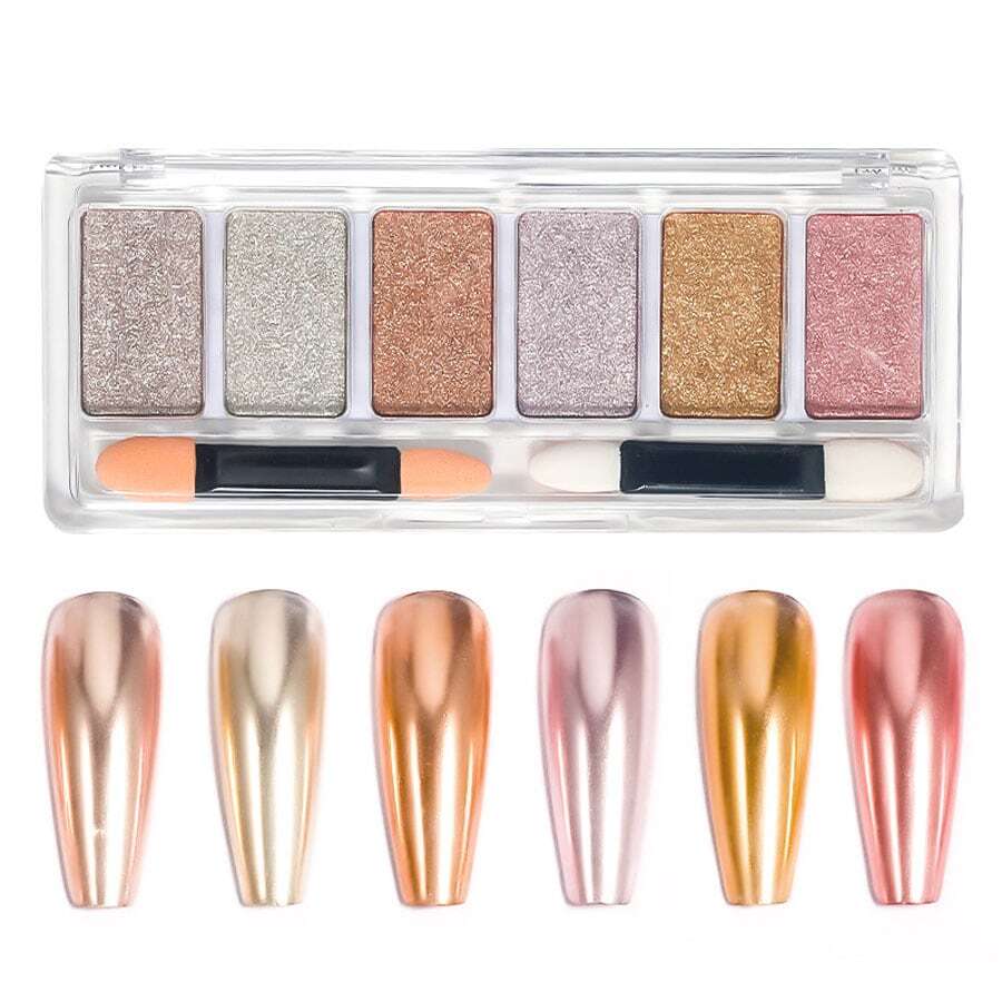 1box/set 6 Colors Nail Art Glitter Metallic Mirror Effect Holographic ...