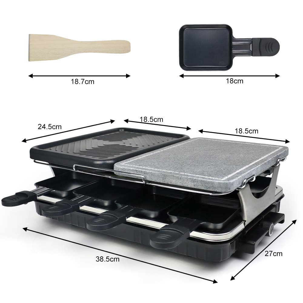Dual Raclette Table Grill w Non-Stick Grilling Plate & Cooking Stone ...