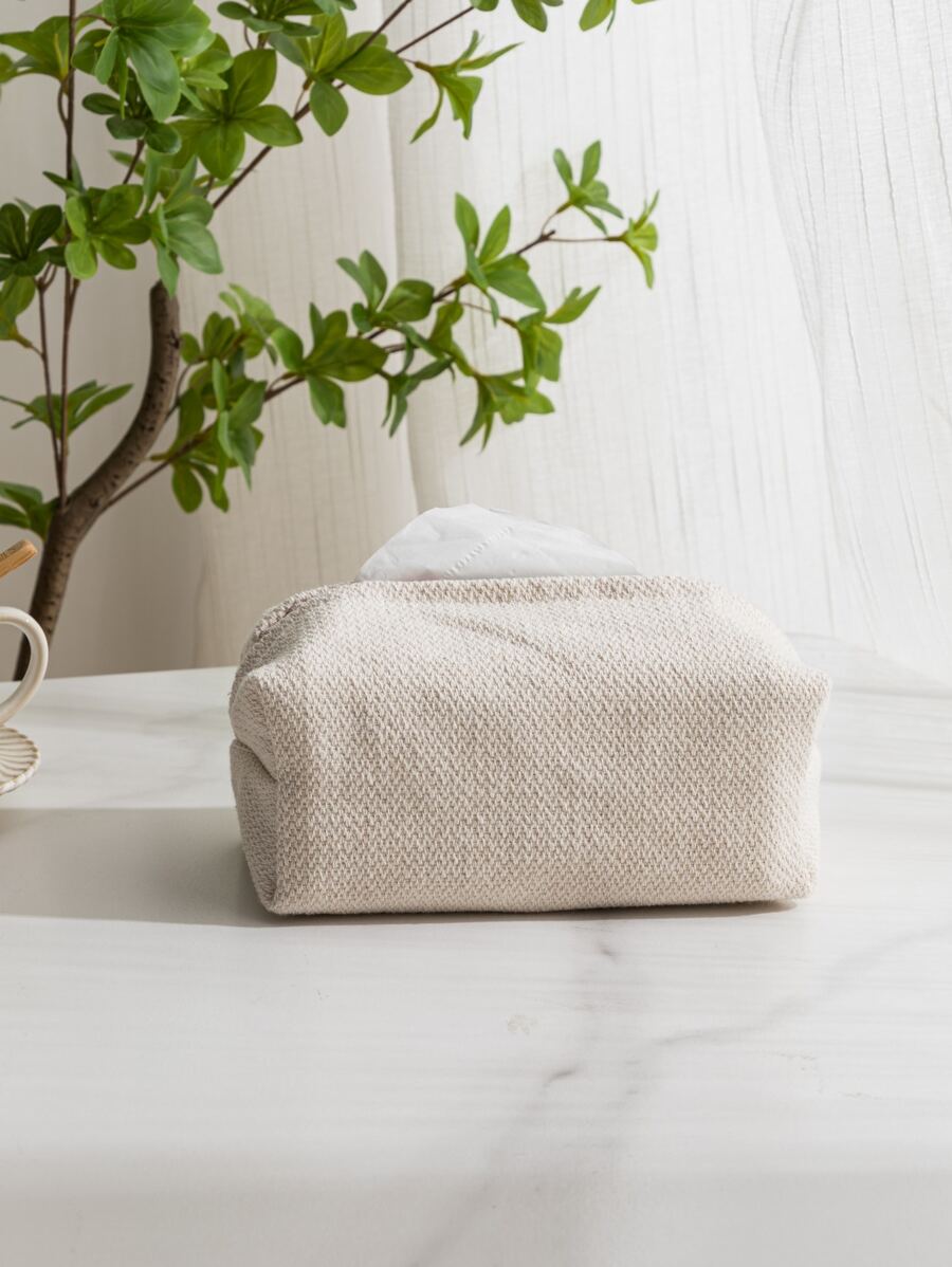 1pc Beige Fabric Tissue Box Cover, Modern Minimalist Design, Imitation ...