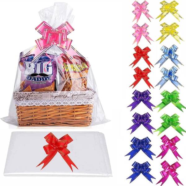 40 x 28 Inch Large Jumbo Cellophane Bags for Gift Basket,16 Packs Large ...