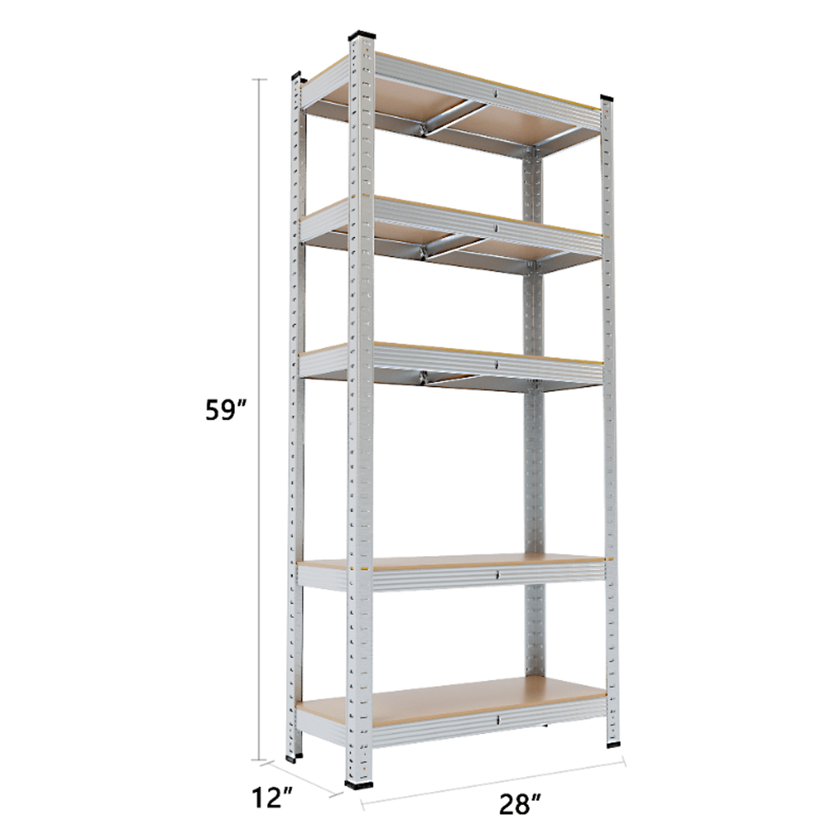 5-Tier Storage Shelves Adjustable Garage Storage Shelving Metal Storage ...