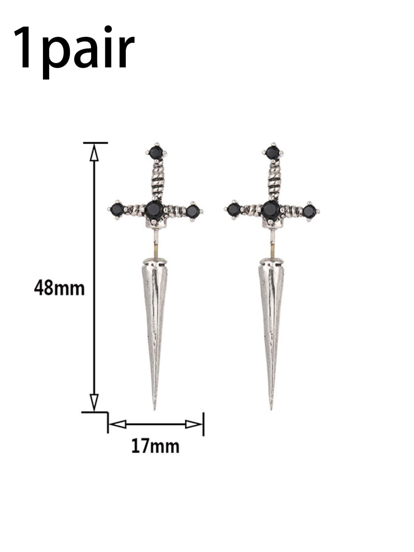 1pair Unisex Gothic Sword Shaped Ear Cuff Drop Earrings, Festival Party ...