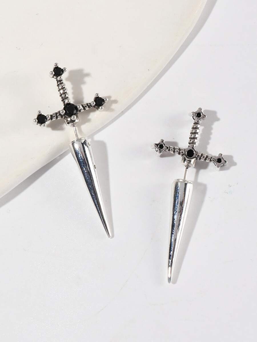 1pair Unisex Gothic Sword Shaped Ear Cuff Drop Earrings, Festival Party ...