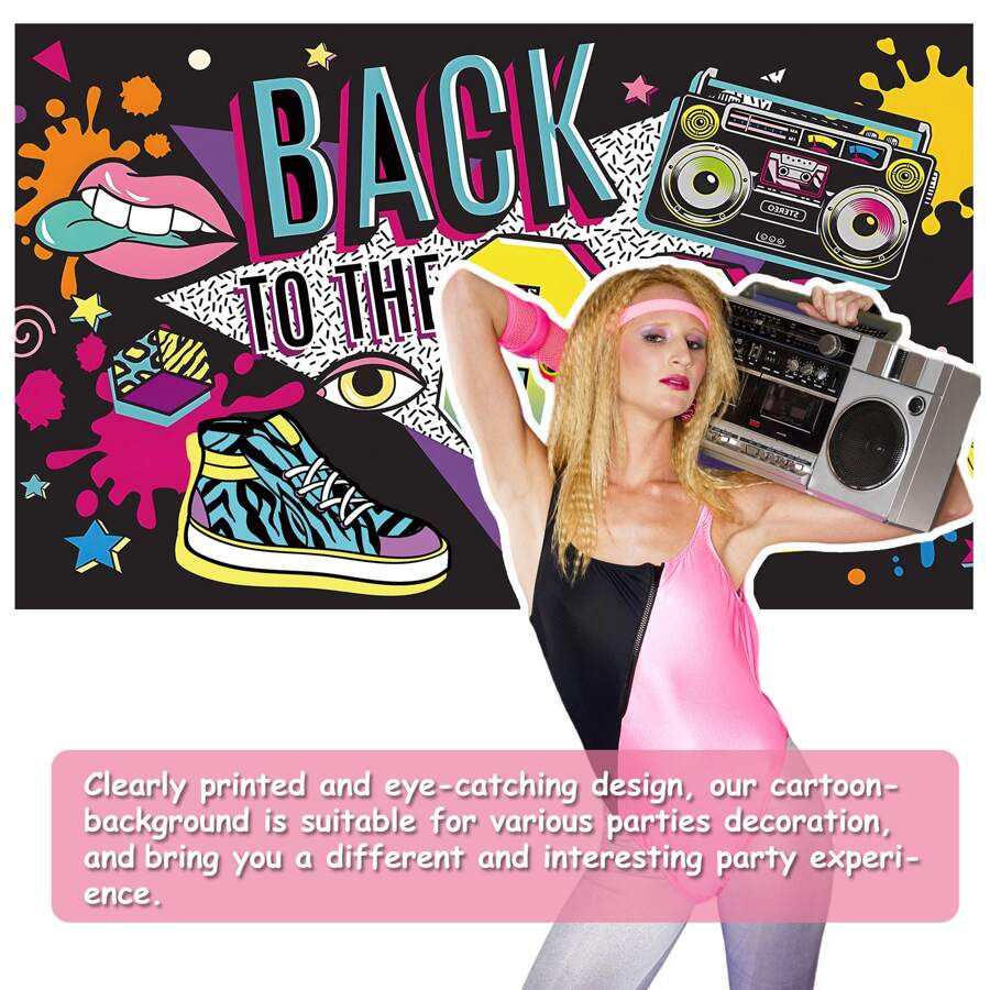 Back to 80s Themed Backdrop Banner, 1980s Retro Party Hanging ...