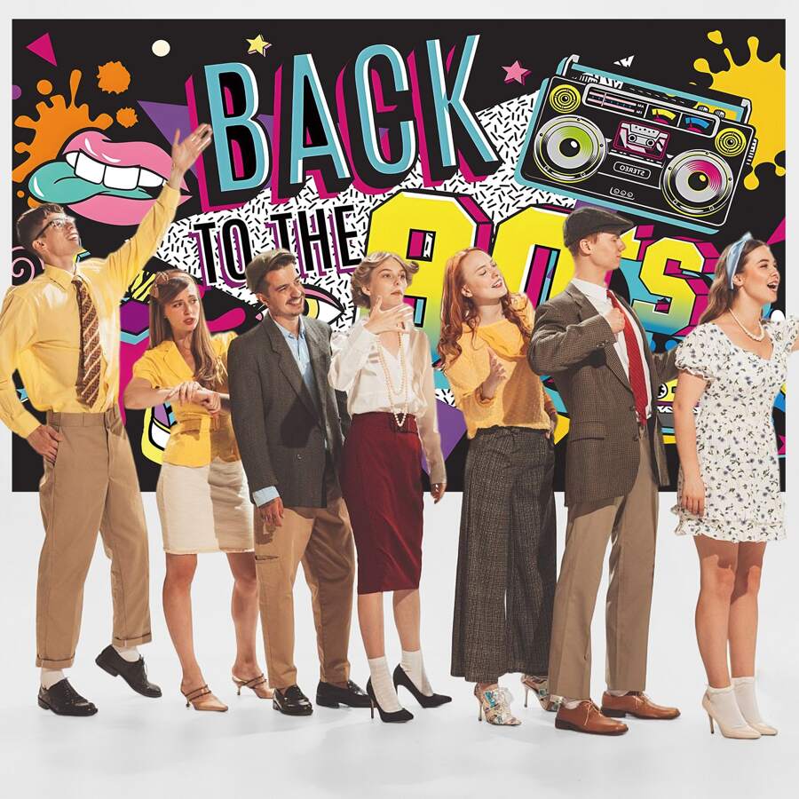 Back to 80s Themed Backdrop Banner, 1980s Retro Party Hanging ...