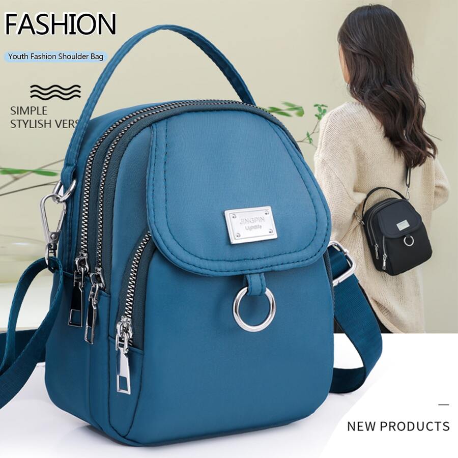 Solid Color Zipper Crossbody Bag, Coin Purse, Women's Shoulder Bag For ...