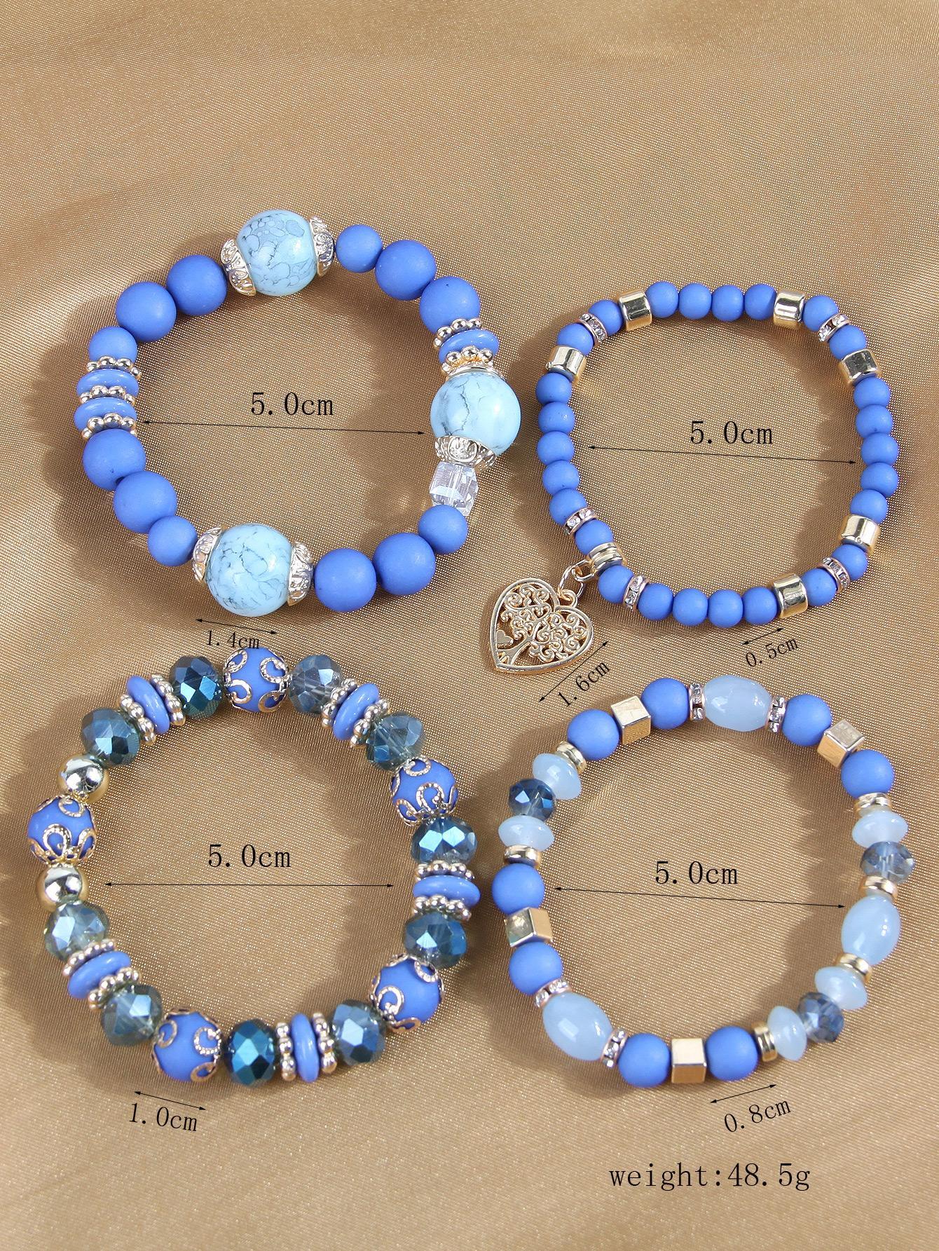 4 Bracelets Pour Dames Simples Superposés Avec Pendentif cœur Et Perles ...