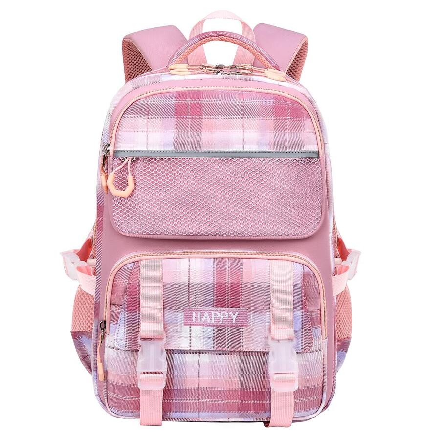 2024 New Plaid Pattern Backpack For Primary School Girls, Grade Levels ...