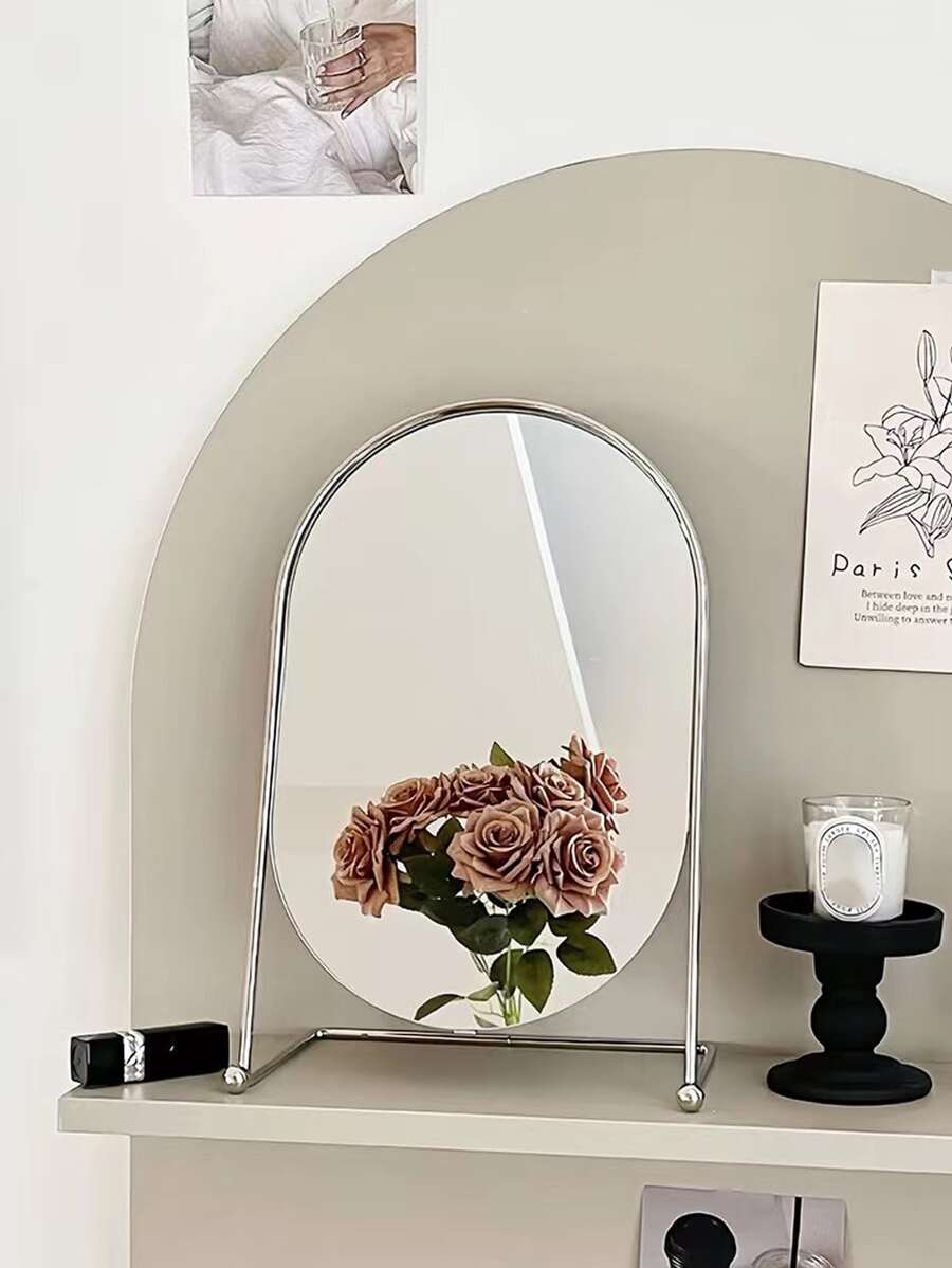 1pc Home Dressing Table Makeup Mirror, Ins Wind Simple Style Desk Decor ...