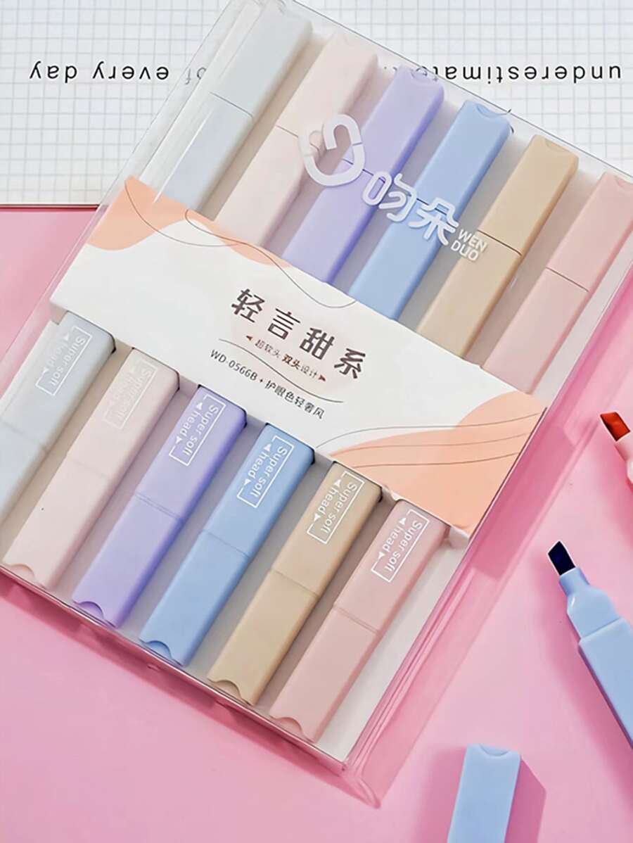 6pcs Dual-Tip Fluorescent Pens, Multiple Colors, Eye-Friendly Color ...