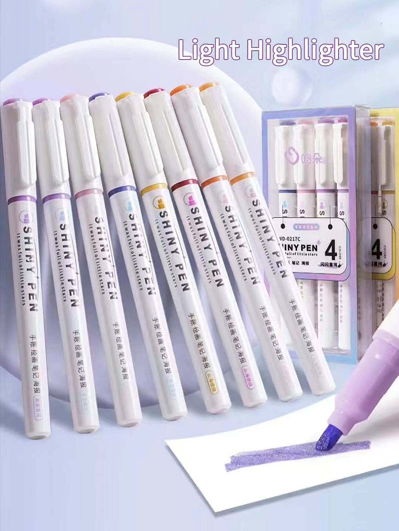 4pcs Glitter Highlighters, Student Note-Taking Markers, Fluorescent ...