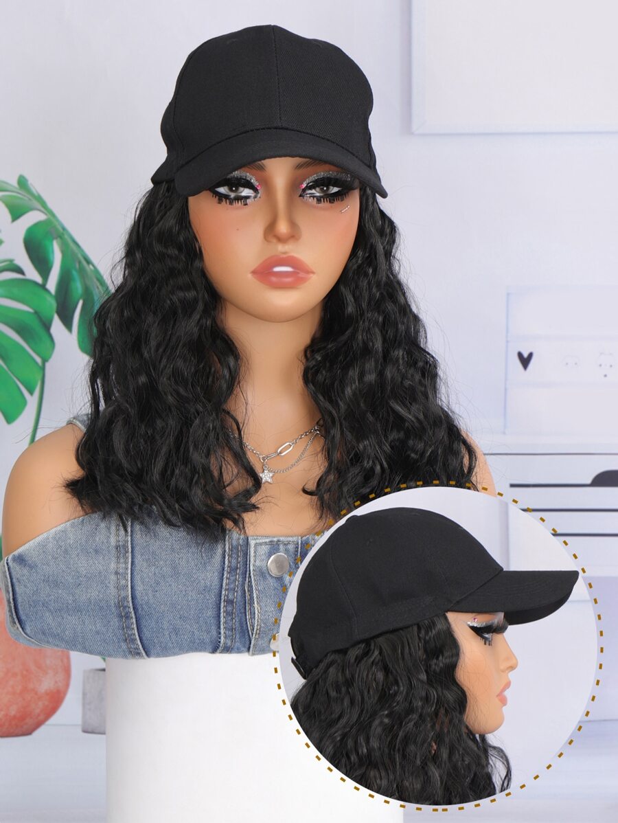 Baseball Cap Hat Wig for Women Short Wave Baseball Cap Wig with Curly ...