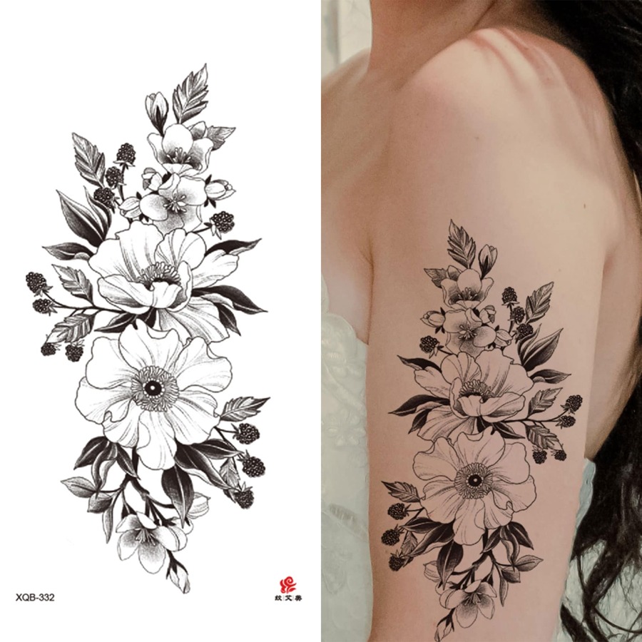 Flower Tattoo Stickers For Women,Rose Azalea Sunflower Butterfly ...