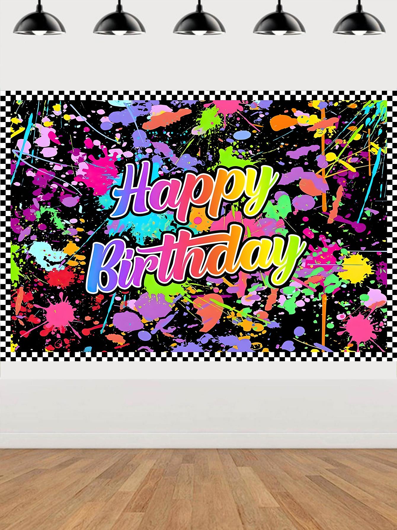 1pc 120x80cm Neon Glow in The Dark Birthday Party Photography Backdrops ...