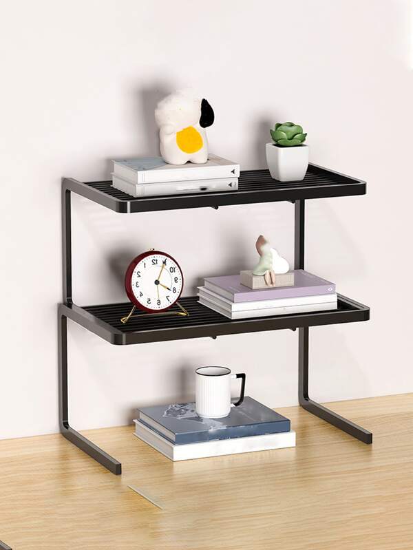 1pc Black Desk Organizer, Office Table Storage Rack, Workstation Shelf ...