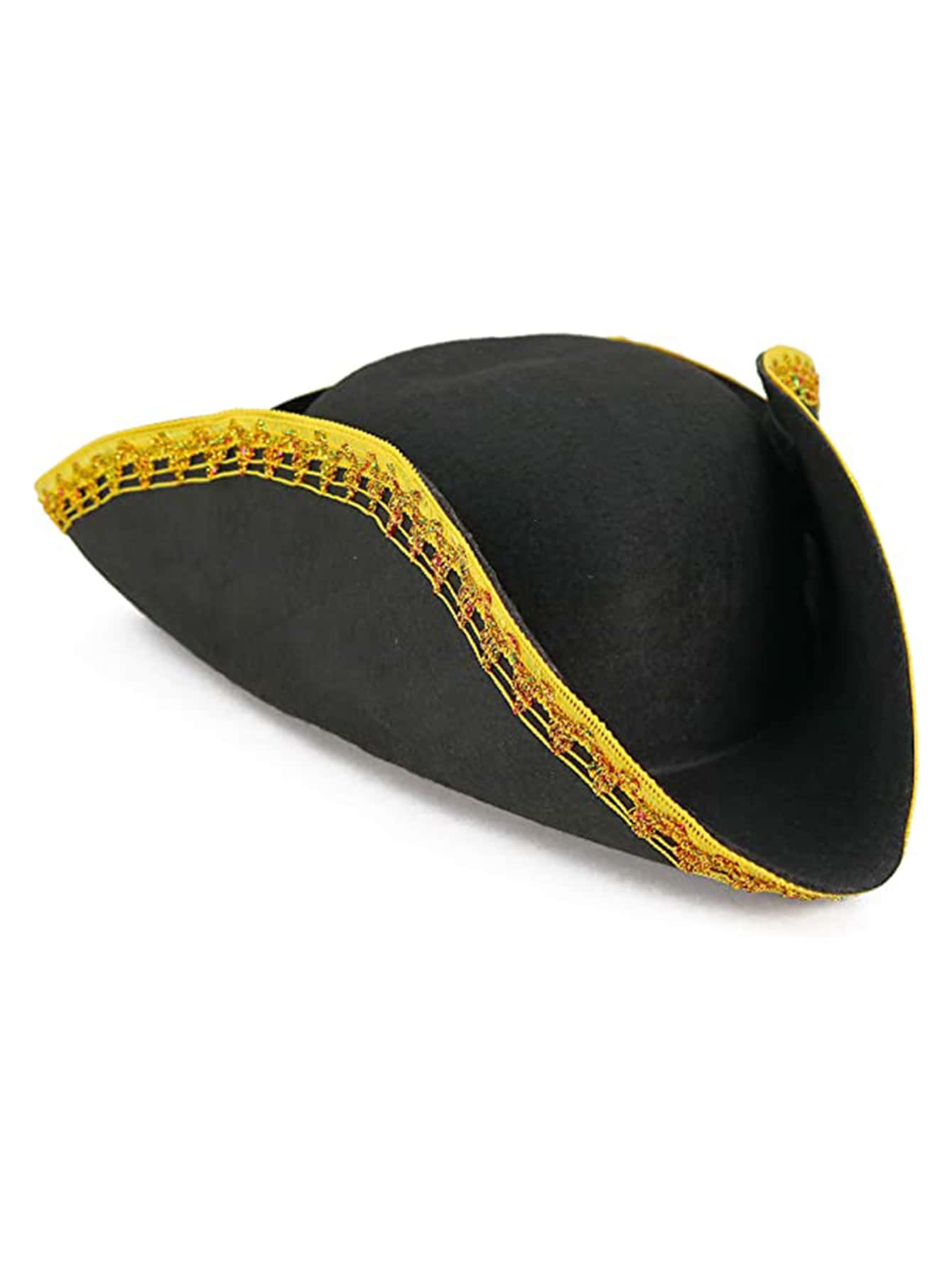 Boho 1pc Black Triangular Felt Hat With Gold Trim Detail, Adhesive ...