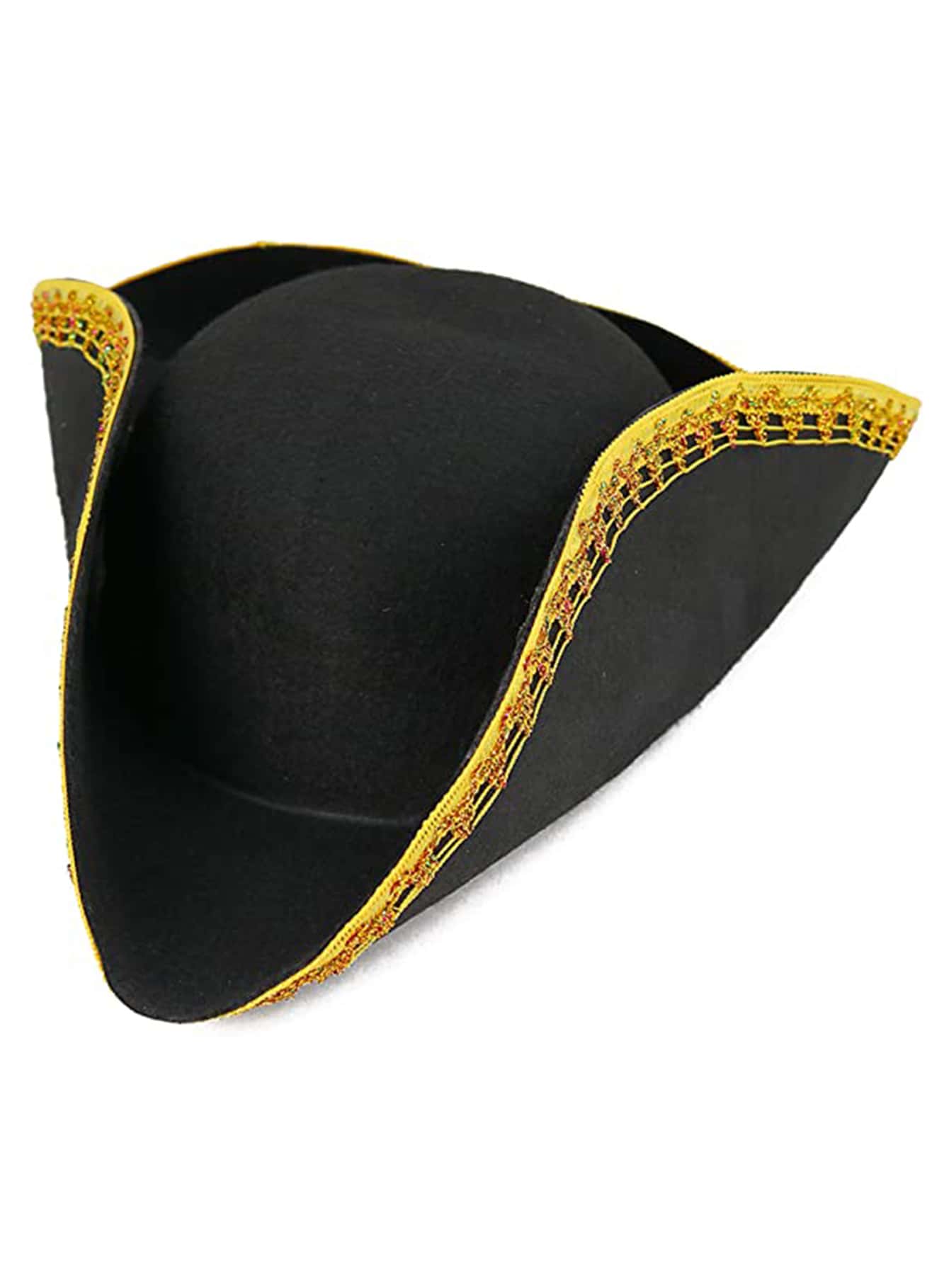 Boho 1pc Black Triangular Felt Hat With Gold Trim Detail, Adhesive ...