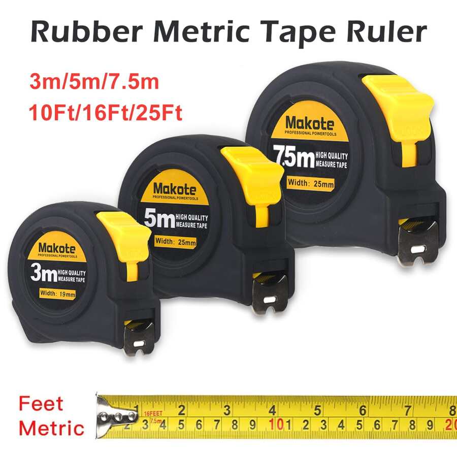 Metric Tape Measure 3M/5M/7.5M Retractable - Clear Easy to Read ...