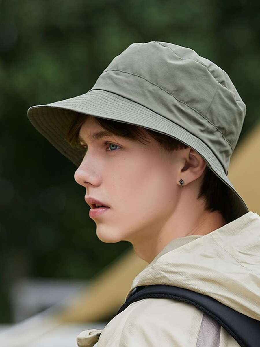 1pc Green Fisherman Hat, Foldable With Portable Hook, Breathable ...