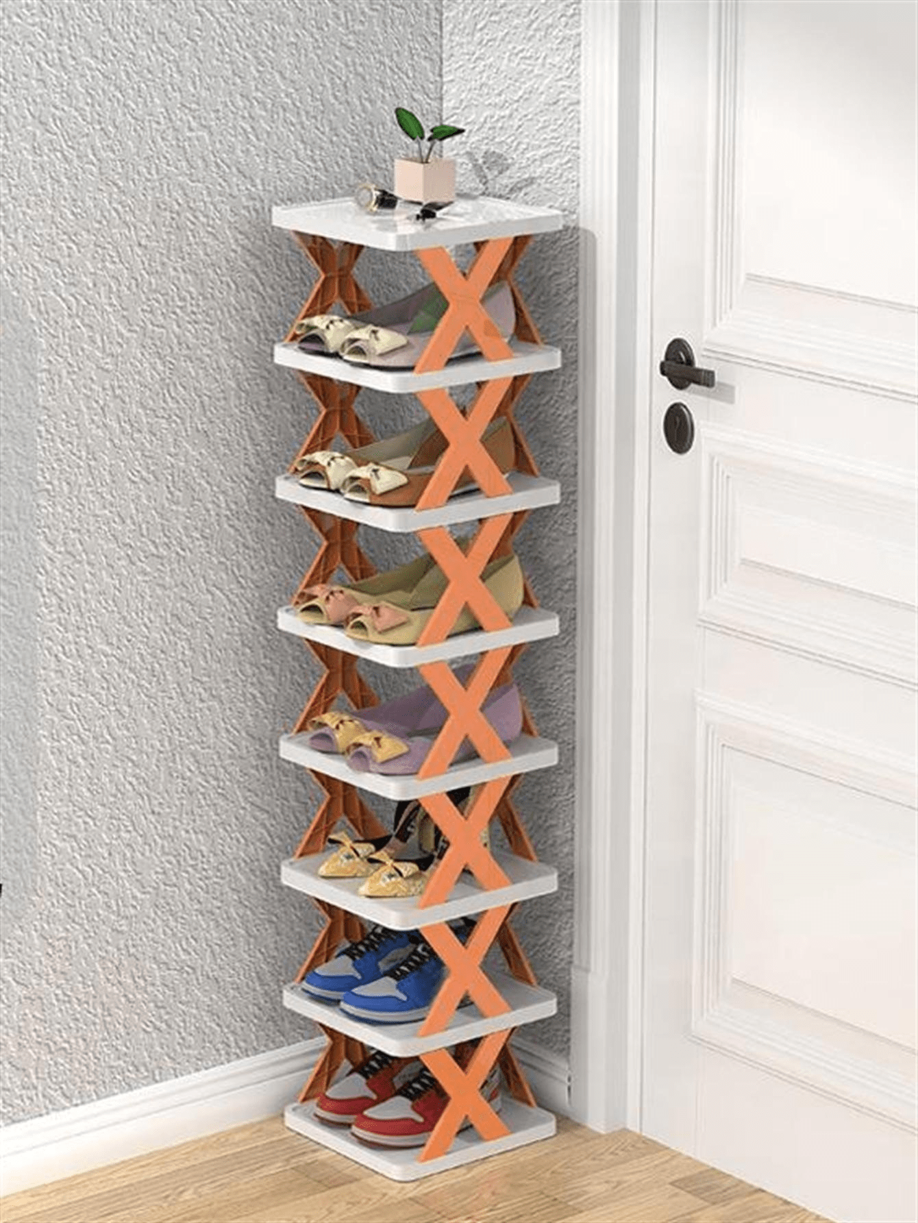 Orange Multi-layer X-shaped Diy Shoe Rack, Home Shoe Cabinet, Doorway ...