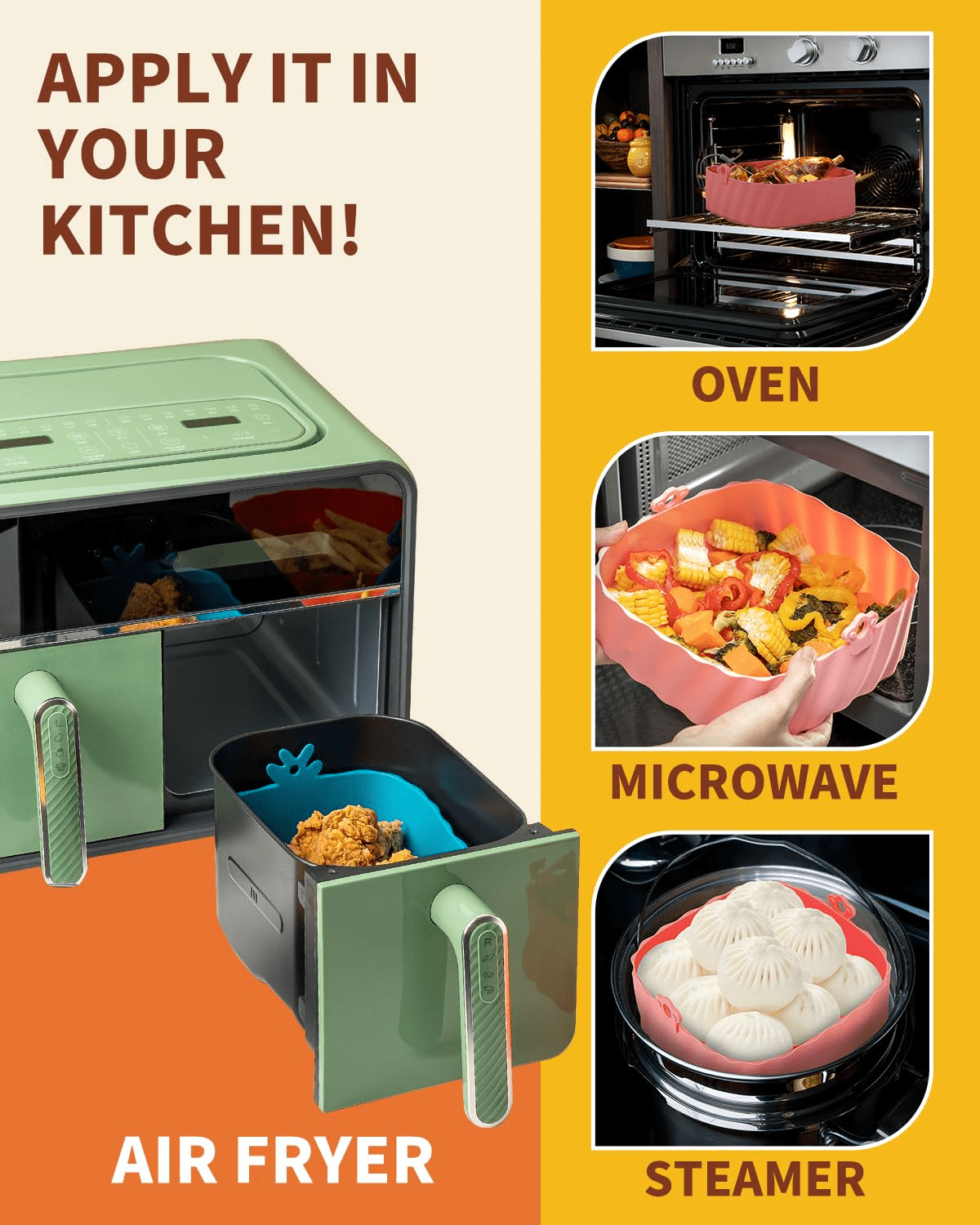 Air Fryer Liners Reusable for Foodi Dual Air Fryer, Rectangle Air Fryer ...