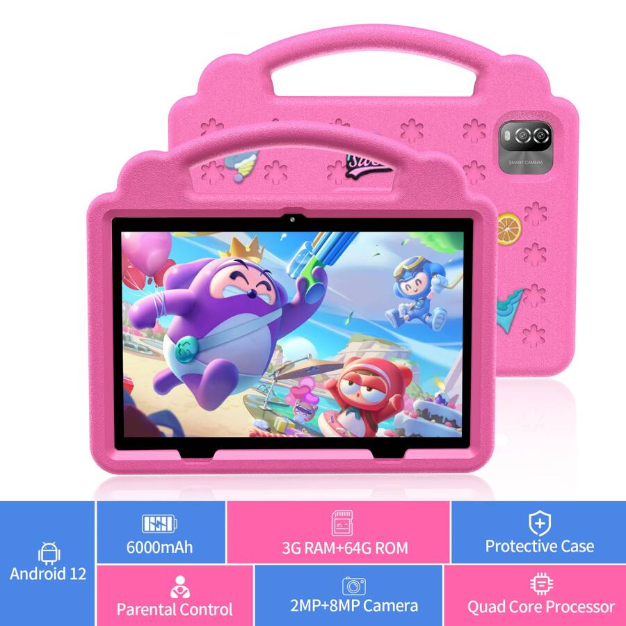 Kids Tablet 10 Inch, Android 12 Tablet 3GB RAM 64GB Storage,Tablet for ...