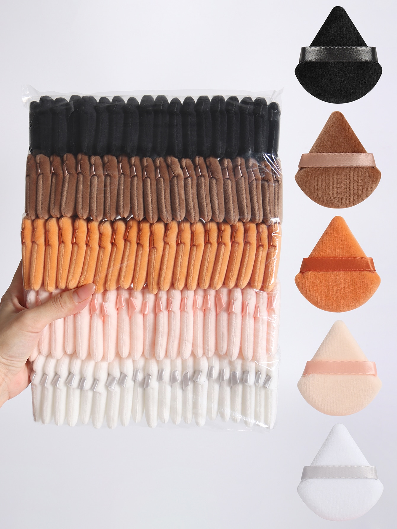 100pcs Triangle Shaped Velvet Powder Puffs, Perfect For Contouring ...